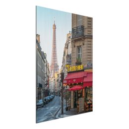 Bilderwelten Alu Dibond Outdoor Bild Stadt bunt Motiv wetterfest - Stra&szlig;e von Paris - Architektur Wohnzimmer Schlafzimmer