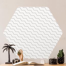 Bilderwelten Hexagon Tapete Vliestapete Landhaus Wandtapete schwarz weiss - Zick Zack Geometrie Muster - Streifen Wohnzimmer Schlafzimmer
