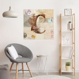Bilderwelten Glasbild Spr&uuml;che Vintage gold Glas Wandbild - Vintage Gold Alphabet Buchstabe C - Retro Wohnzimmer Schlafzimmer