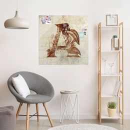 Bilderwelten Glasbild Spr&uuml;che Vintage gold Glas Wandbild - Vintage Gold Alphabet Buchstabe A - Retro Wohnzimmer Schlafzimmer