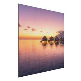 Alu Dibond Outdoor Bild - Sunset Dream - Strand orange Motiv wetterfest Sonnenuntergang Wohnzimmer Schlafzimmer