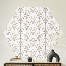 Bilderwelten Hexagon Tapete Vliestapete Vintage Wandtapete schwarz weiss - Vintage Art Deco Muster Pfeile XXL - Geometrisch Wohnzimmer Schlafzimmer