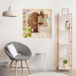 Bilderwelten Glasbild Spr&uuml;che Vintage gold Glas Wandbild - Vintage Gold Alphabet Buchstabe F - Retro Wohnzimmer Schlafzimmer