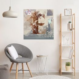 Bilderwelten Glasbild Spr&uuml;che Vintage gold Glas Wandbild - Vintage Gold Alphabet Buchstabe E - Retro Wohnzimmer Schlafzimmer