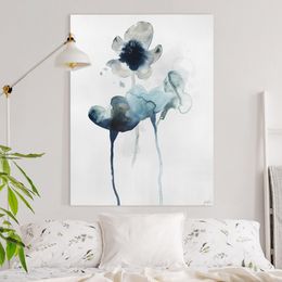 Bilderwelten Leinwandbild Abstrakte Malerei Mitternachtsbl&uuml;ten II - Leinwanddruck Hochformat - Wandbild S-XXL - moderne Bilder auf Leinwand Wohnzimmer