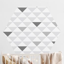 Bilderwelten Hexagon Tapete Vliestapete modern Wandtapete grau - No.YK66 Dreiecke Grau Wei&szlig; Grau - Geometrisch Wohnzimmer Schlafzimmer