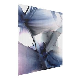 Alu Dibond Outdoor Bild - Violett im Fluss - originell violett Abstrakt Aquarell Deko Wohnzimmer Schlafzimmer