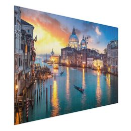 Bilderwelten Alu Dibond Outdoor Bild Strand t&uuml;rkis Motiv wetterfest - Sunset in Venice - Italien Wohnzimmer Schlafzimmer