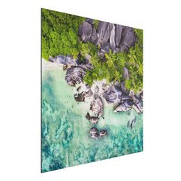 Bilderwelten Alu Dibond Outdoor Bild Strand blau Tropisch wetterfest - Versteckter Strand - Karibik Wohnzimmer Schlafzimmer