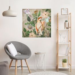 Bilderwelten Glasbild - Quadrat Colonial Style Collage - Rosa Kakadu