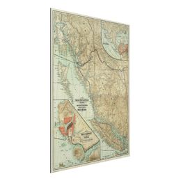 Bilderwelten Alu-Dibond Outdoor Bild Vintage Karte British Columbia