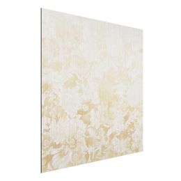 Alu Dibond Outdoor Bild - Vintage Bl&uuml;tentraum in Beige - Blumen beige Vintage wetterfest Blumenwiese Wohnzimmer Schlafzimmer