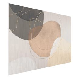 Alu Dibond Outdoor Bild - Verspielte Impressionen in Beige - beige Illustration Aquarell Deko Wohnzimmer Schlafzimmer