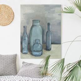 Bilderwelten Leinwandbild Kunst & Malerei Kunstdruck Stillleben mit Glasflaschen II - Leinwanddruck Hochformat - modernes Wandbild S-XXL Schlafzimmer