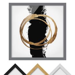 Bilderwelten Bild mit Rahmen Abstrakte Formen - Gold und Schwarz