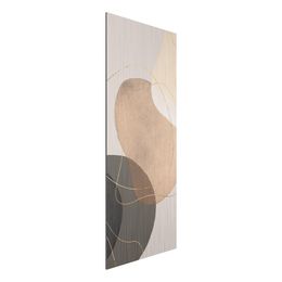 Alu Dibond Outdoor Bild - Verspielte Impressionen in Beige - beige Illustration Aquarell Deko Wohnzimmer Schlafzimmer