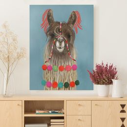 Bilderwelten Leinwandbild Tiere Lama mit Schmuck I - Leinwanddruck Hochformat - Wandbild S-XXL - moderne Bilder auf Leinwand Wohnzimmer