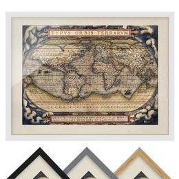 Bilderwelten Bild mit Rahmen - Querformat Historische Weltkarte Typus Orbis Terrarum
