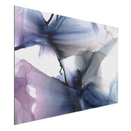 Alu Dibond Outdoor Bild - Violett im Fluss - originell violett Abstrakt Aquarell Deko Wohnzimmer Schlafzimmer
