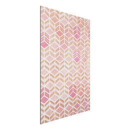 Alu Dibond Outdoor Bild - Take the Cake Gold und Rose - rosa Illustration Aquarell Geometrisch Wohnzimmer Schlafzimmer