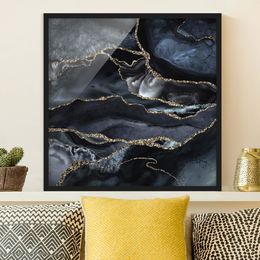 Bilderwelten Bild mit Rahmen Schwarz mit Glitzer Gold