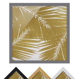 Bilderwelten Bild mit Rahmen Blick durch goldene Palmenbl&auml;tter