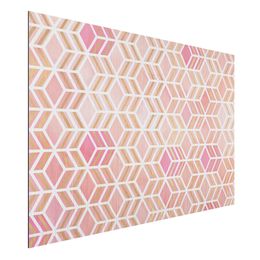 Alu Dibond Outdoor Bild - Take the Cake Gold und Rose - rosa Illustration Aquarell Geometrisch Wohnzimmer Schlafzimmer