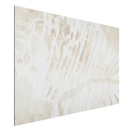 Alu Dibond Outdoor Bild - Tritonmuschel Silhouette auf Leinen - originell beige maritim wetterfest Deko Wohnzimmer Schlafzimmer