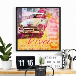 Bilderwelten Bild mit Rahmen Kubanischer Oldtimer Collage