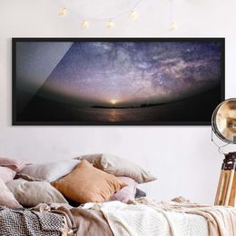 Bilderwelten Bild mit Rahmen Sonne und Sternenhimmel am Meer