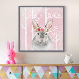 Bilderwelten Bild mit Rahmen Aquarell Hase Rosa
