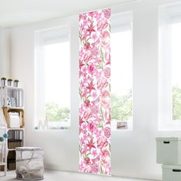 Bilderwelten Schiebegardine Pinke Blumen mit Schmetterlingen