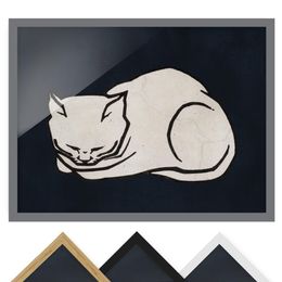 Bilderwelten Bild mit Rahmen Schlafende Katze Illustration