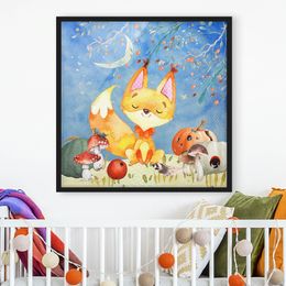 Bilderwelten Bild mit Rahmen Aquarell Fuchs im Herbst