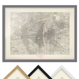 Bilderwelten Bild mit Rahmen Vintage Karte Paris