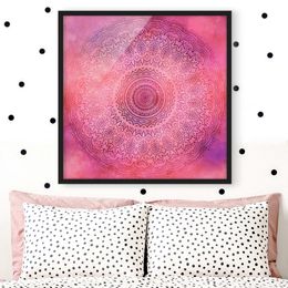 Bilderwelten Bild mit Rahmen Aquarell Mandala Pink Violett