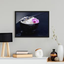 Bilderwelten Bild mit Rahmen Reisschale mit Orchidee