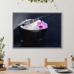 Bilderwelten Bild mit Rahmen Reisschale mit Orchidee