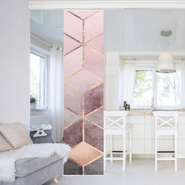 Bilderwelten Schiebegardine Rosa Grau goldene Geometrie