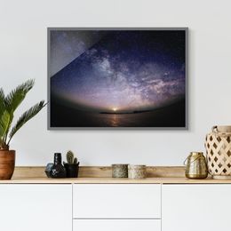 Bild mit Rahmen Sonne und Sternenhimmel am Meer