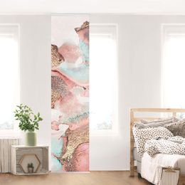Bilderwelten Schiebegardine originell Abstrakt Aquarell rosa - Goldenes Aquarell Rosé - Deko Schiebevorhang Wohnzimmer Schlafzimmer