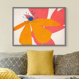 Bilderwelten Bild mit Rahmen Blumen rosa modern inkl. Rahmung - Florale Sch&ouml;nheit Rosa und Orange - Deko Wohnzimmer Schlafzimmer