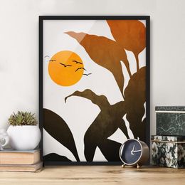 Bilderwelten Bild mit Rahmen Pflanzenwelt mit gelber Sonne