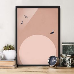 Bilderwelten Bild mit Rahmen Sonnenuntergang in Rosa