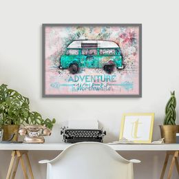 Bilderwelten Bild mit Rahmen Bulli Adventure Collage Pastell