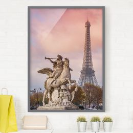 Bilderwelten Bild mit Rahmen Reiterstatue vor Eiffelturm