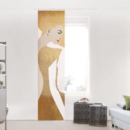 Bilderwelten Schiebegardine Dame mit Hut in Gold