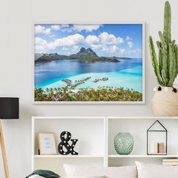Bilderwelten Bild mit Rahmen Strand blau Motiv inkl. Rahmung - Inselparadies II - Frankreich Wohnzimmer Schlafzimmer