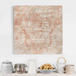 Bilderwelten Leinwandbild Abstrakt Kunstdruck beige - Ornamentgewebe I - Wandbild XXL Wohnzimmer Schlafzimmer
