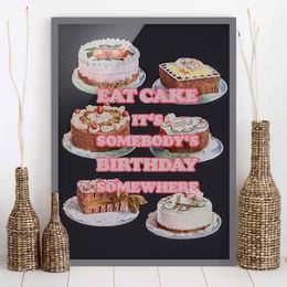 Bilderwelten Bild mit Rahmen Kulinarisch bunt Vintage inkl. Rahmung - Eat Cake It's Birthday - Backen Wohnzimmer Schlafzimmer
